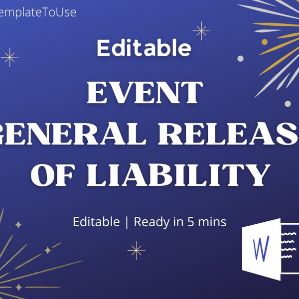 General Liability Waiver Template - Etsy