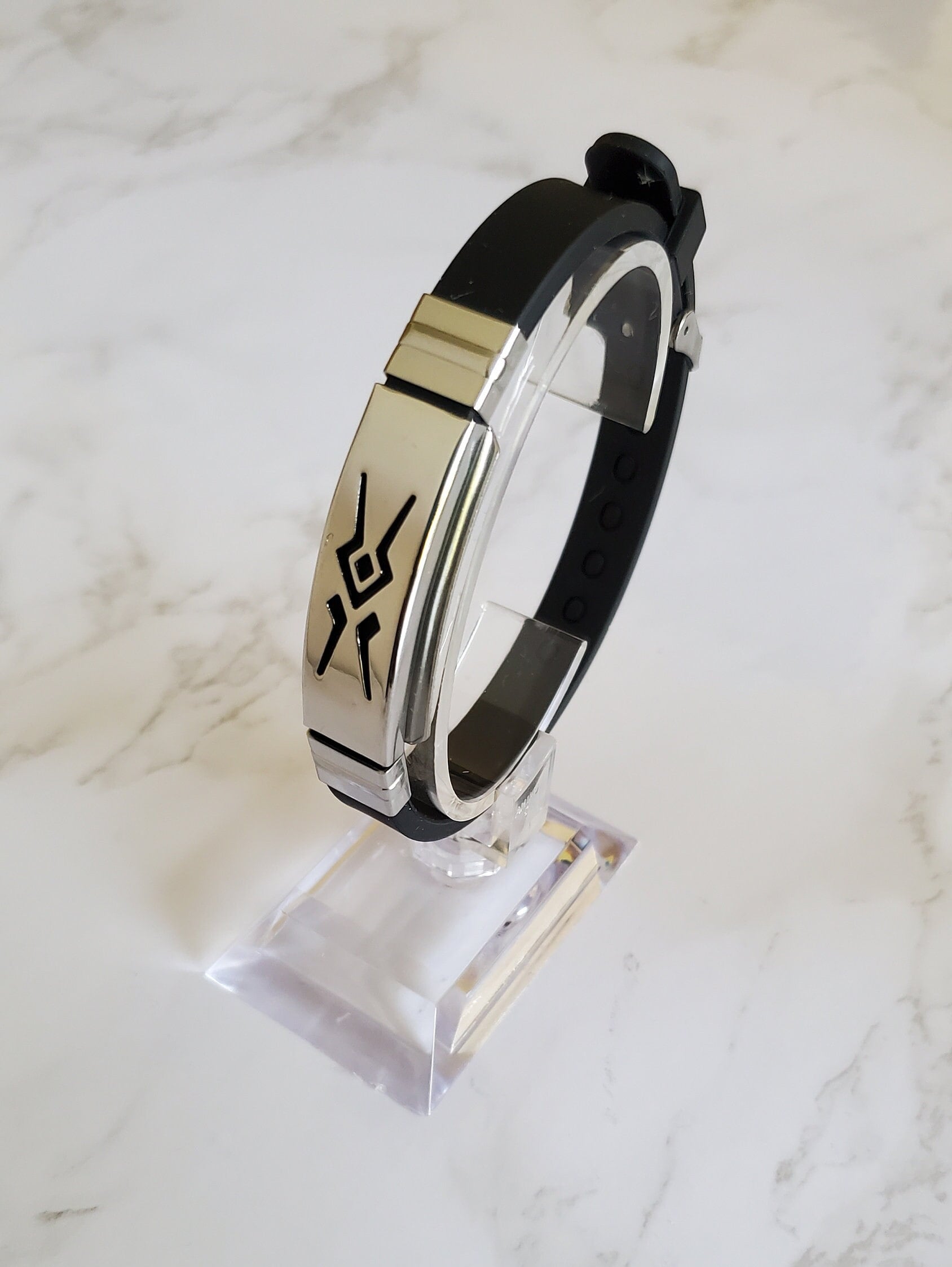 5G/EMF Protection Bracelet, Black Neoprene Band With Charm Slider and ...