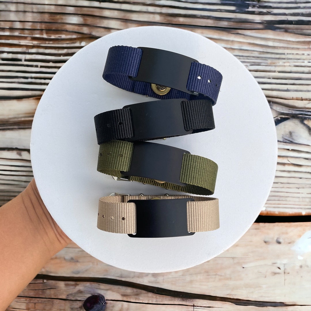 Nylon Strap Band Solid Color With Frequency Disc and Black Slider, Pain ...