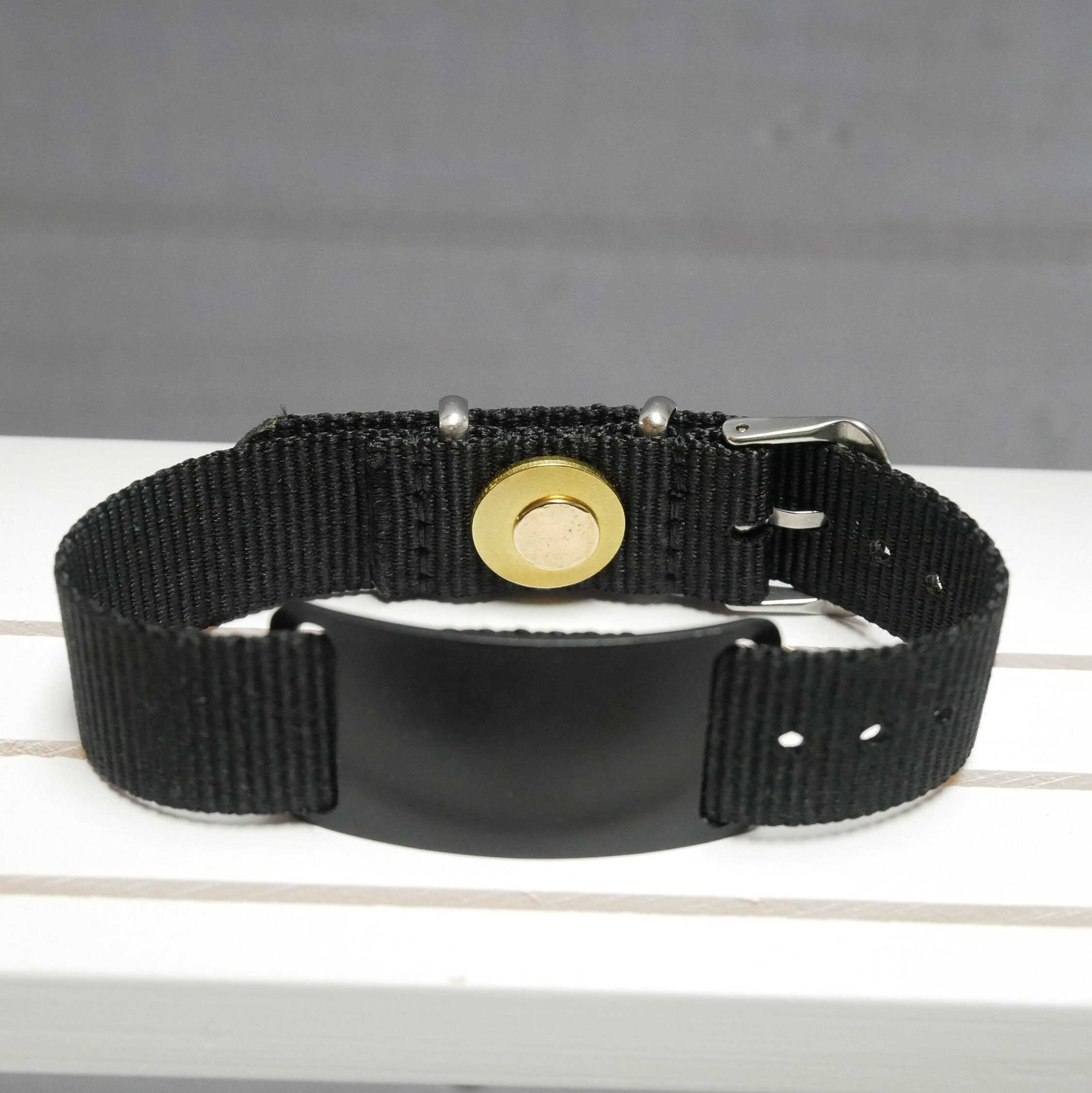 Nylon Strap Band Solid Color With Frequency Disc and Black Slider, Pain ...