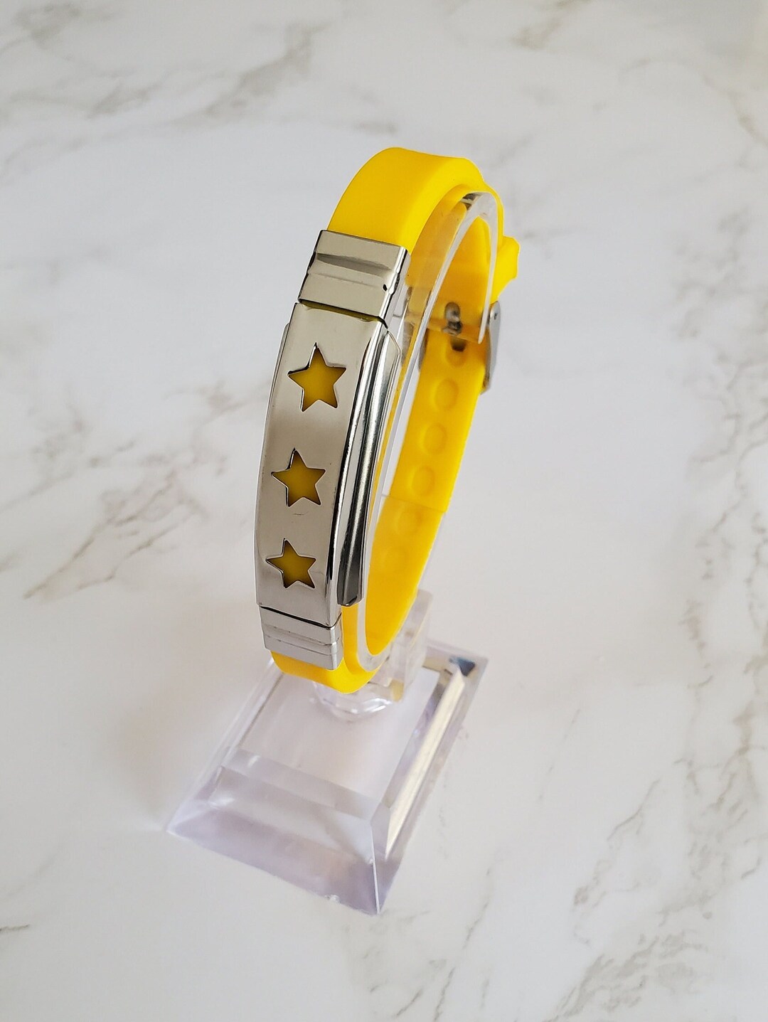 Pain Relief Bracelet, EMF Protection, Yellow Neoprene Band With Charm ...