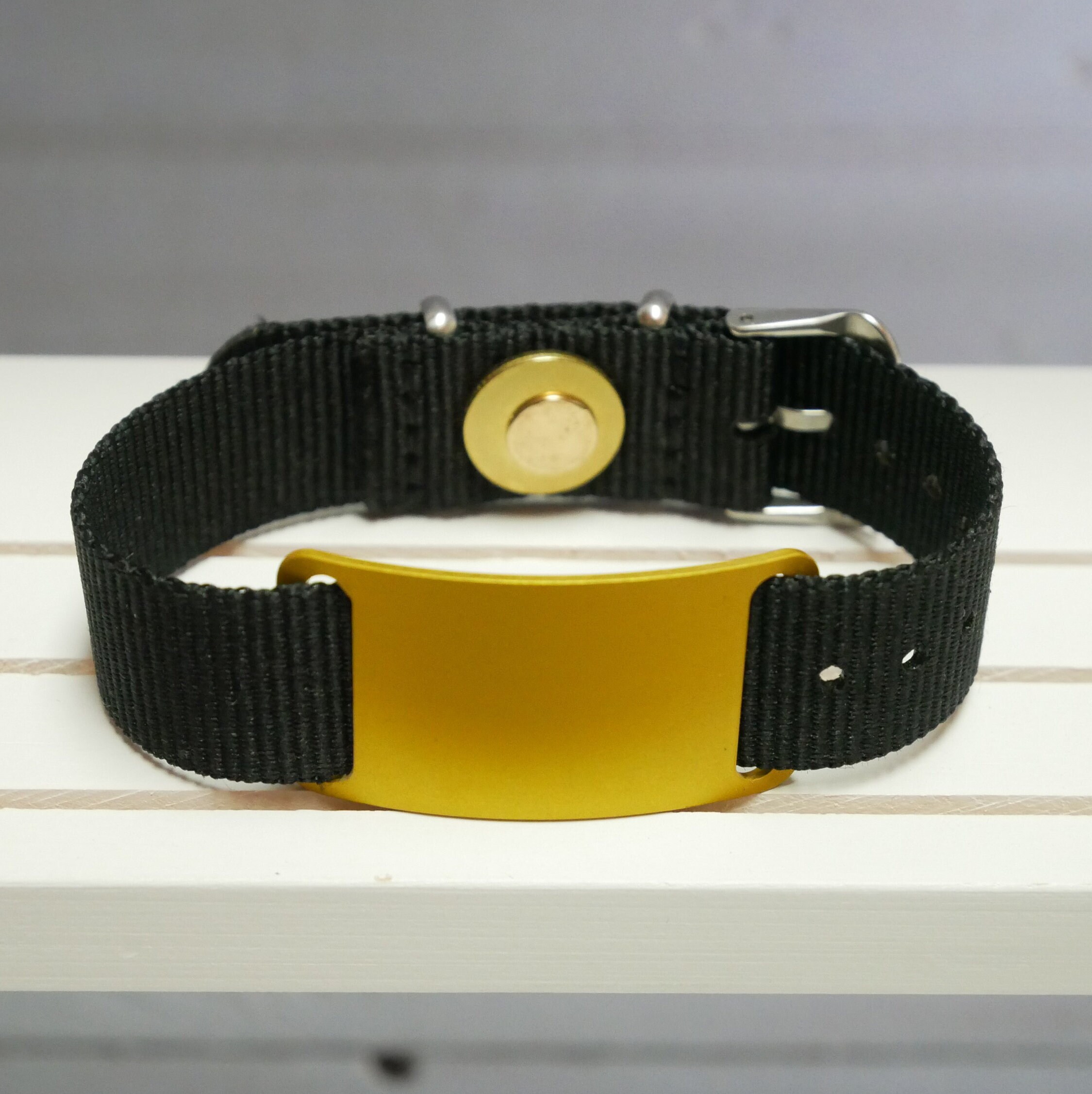 Nylon Strap Band Solid Color With Frequency Disc and Gold Color Slider ...
