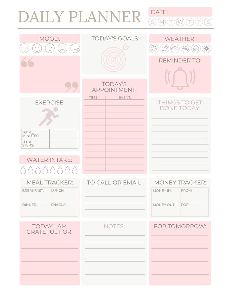Daily to Do List Printable Sheet, Daily Organizer, Daily Schedule ...