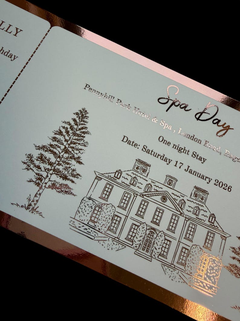 Foiled Spa Day Ticket: Christmas Voucher, Birthday Gift, Foil Ticket ...