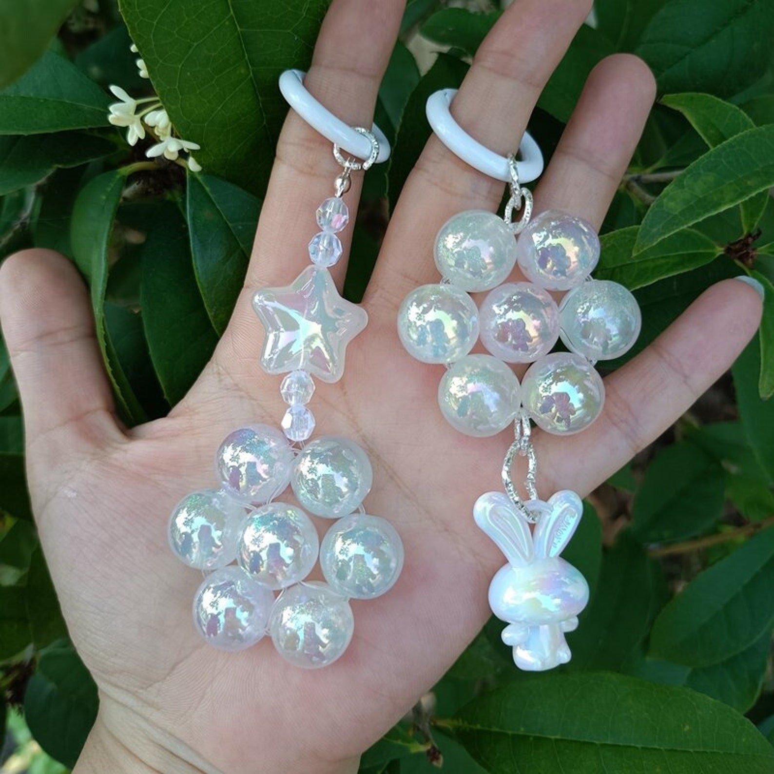Cartoon Rabbit Keychain: DIY Beaded Acrylic Charm - Etsy