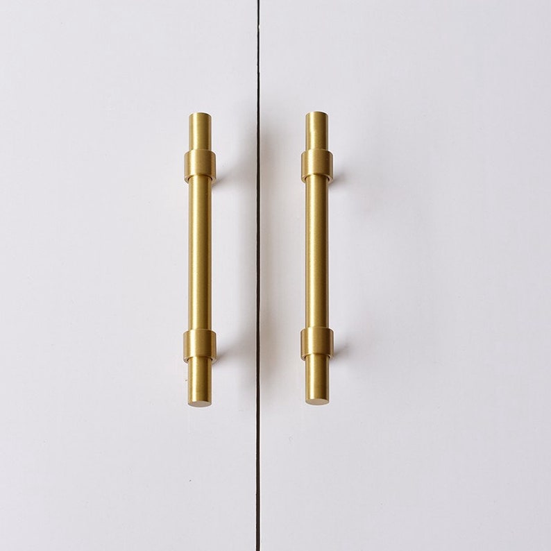 Modern Solid Brass Cabinet Knobs and Handles Gold Furniture - Etsy