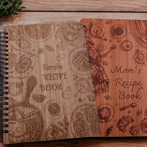 Personalized Wood Recipe Spiral Notebook Birthday Gift for Her Custom ...