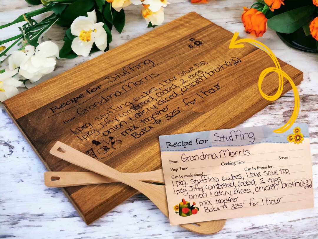 Handwritten Recipe Cutting Board Wooden Gift for Mother's Day Gift for ...