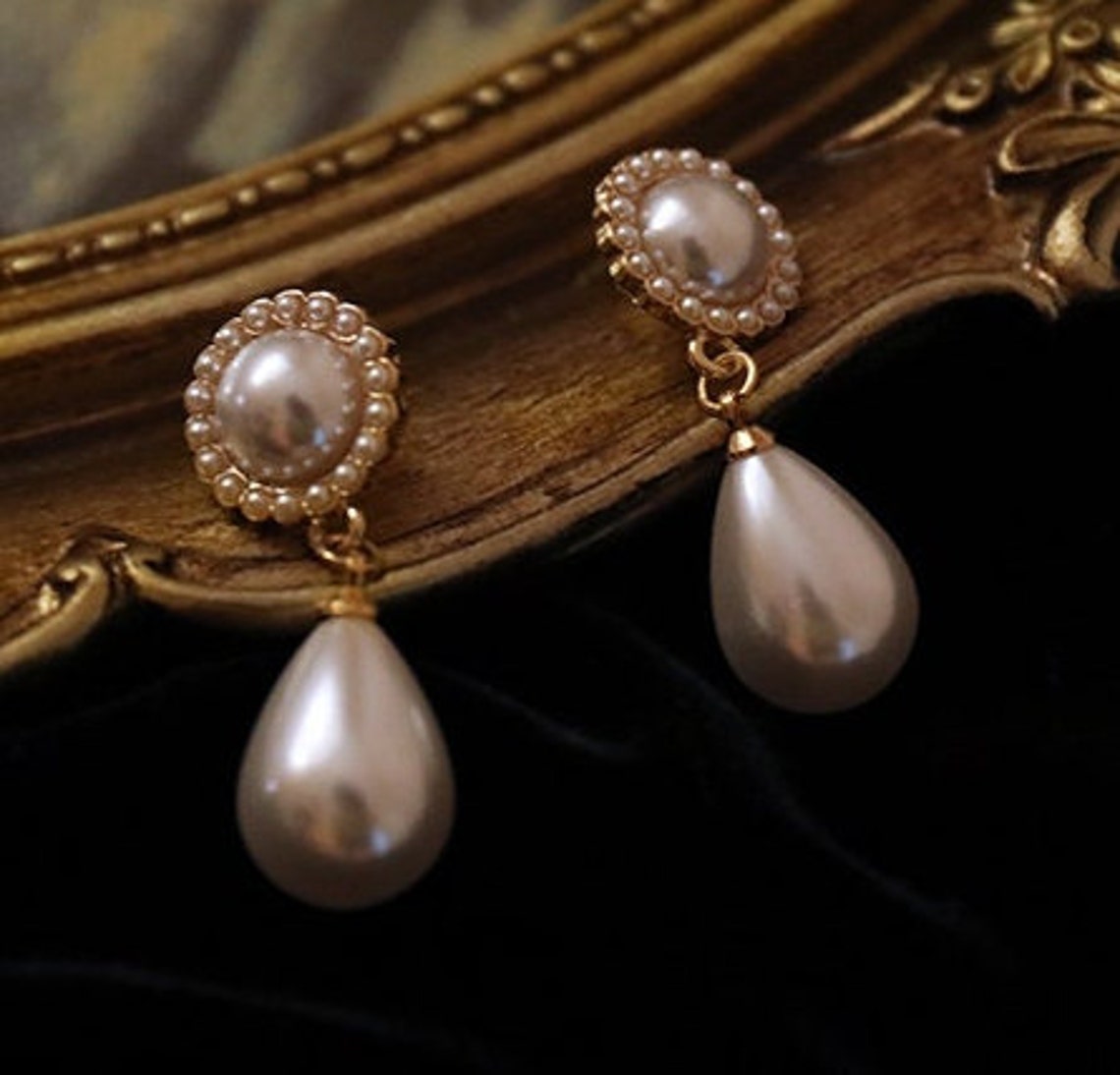 Pearl Drop Earrings Vintage Style Earringsdrop Pearlvintage - Etsy