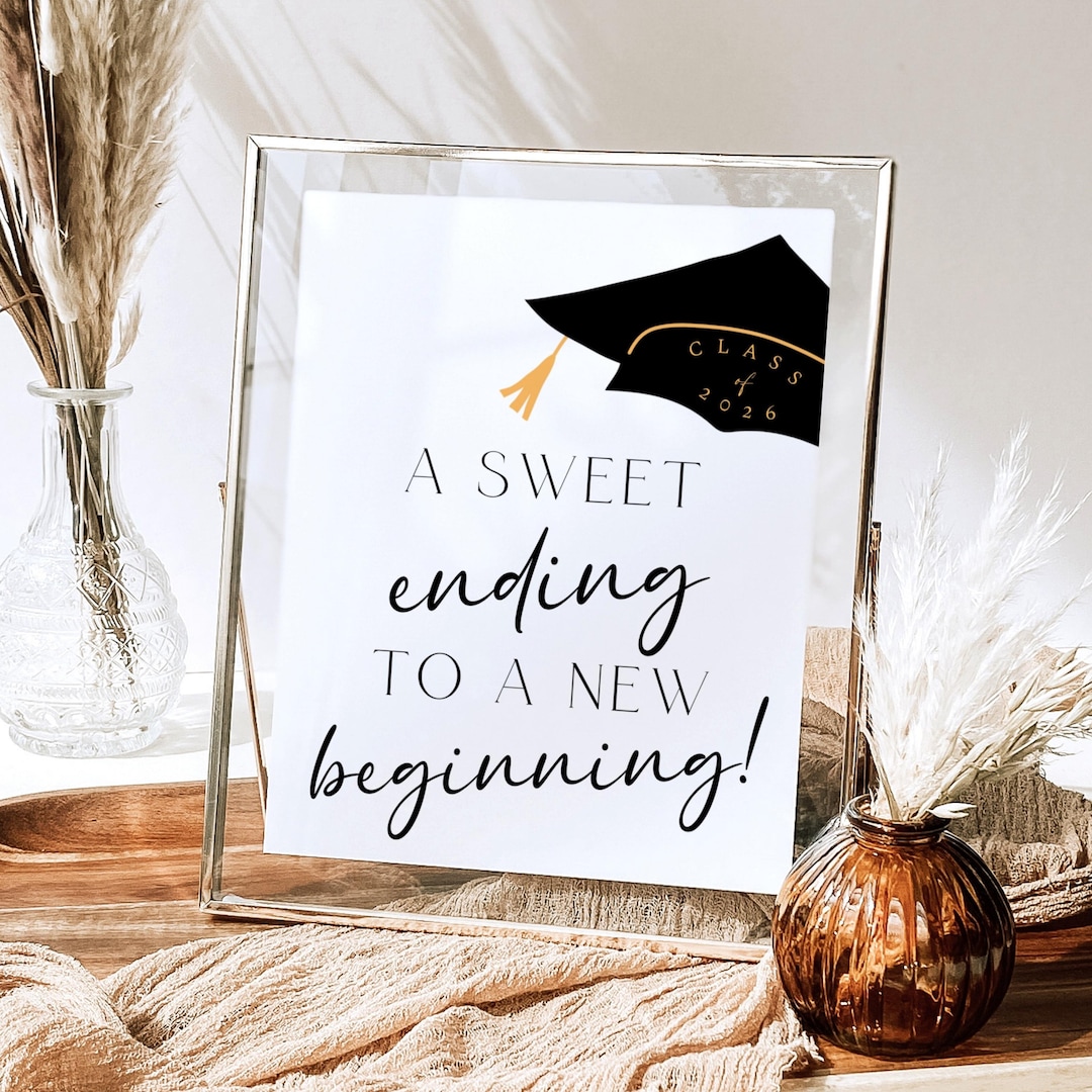 Graduation Party Sign Download, A Sweet Ending to a New Beginning ...