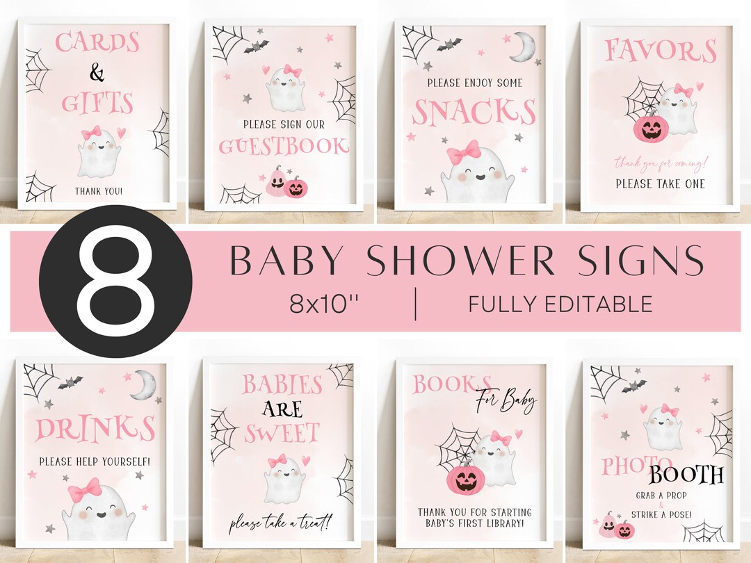 Halloween Baby Shower Signs Bundle, Little Boo Baby Shower Printable ...