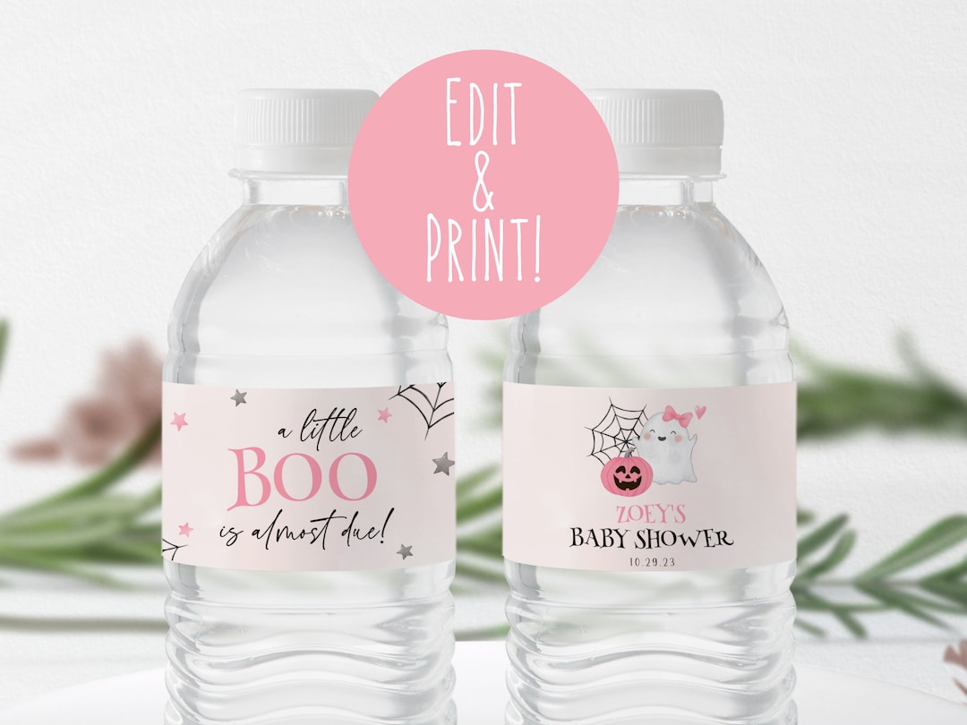 Little Boo Baby Shower Water Bottle Labels, Editable Baby Shower Drink ...