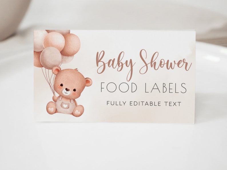 Teddy Bear Baby Shower Food Labels Template Bear Baby Shower - Etsy