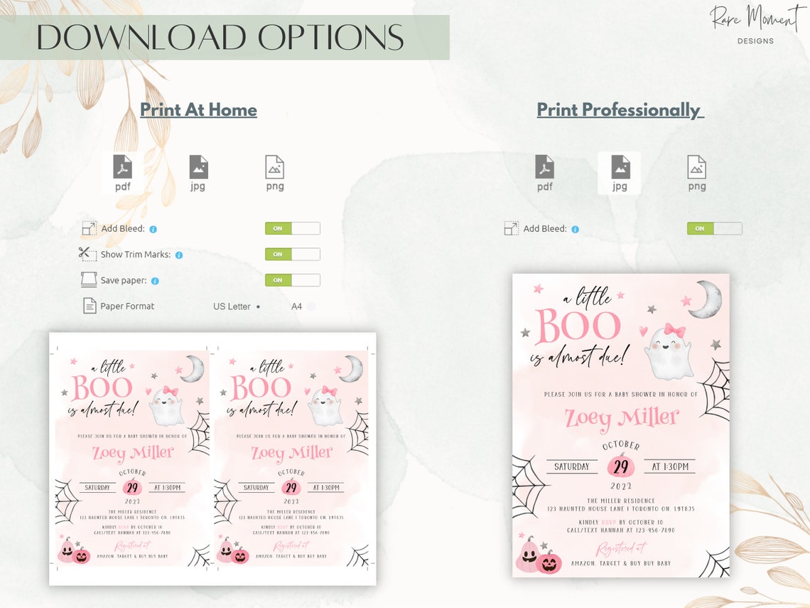 A Little Boo is Almost Due Baby Shower Invitation, Pink Halloween Baby ...