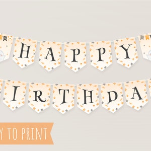 Kids Halloween Happy Birthday Banner, Ghost Birthday Garland, Printable ...