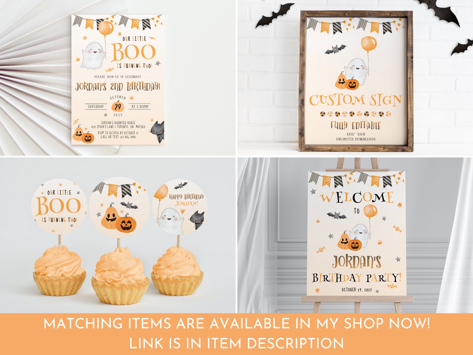 Our Little Boo is Turning Two Welcome Sign Template, ANY AGE Birthday ...