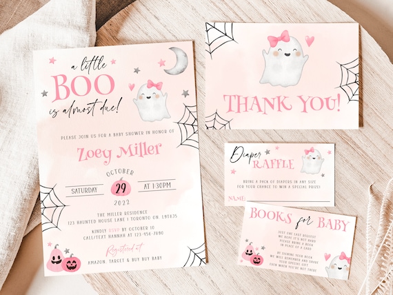 A Little Boo is Almost Due Baby Shower Invitation Pink - Etsy