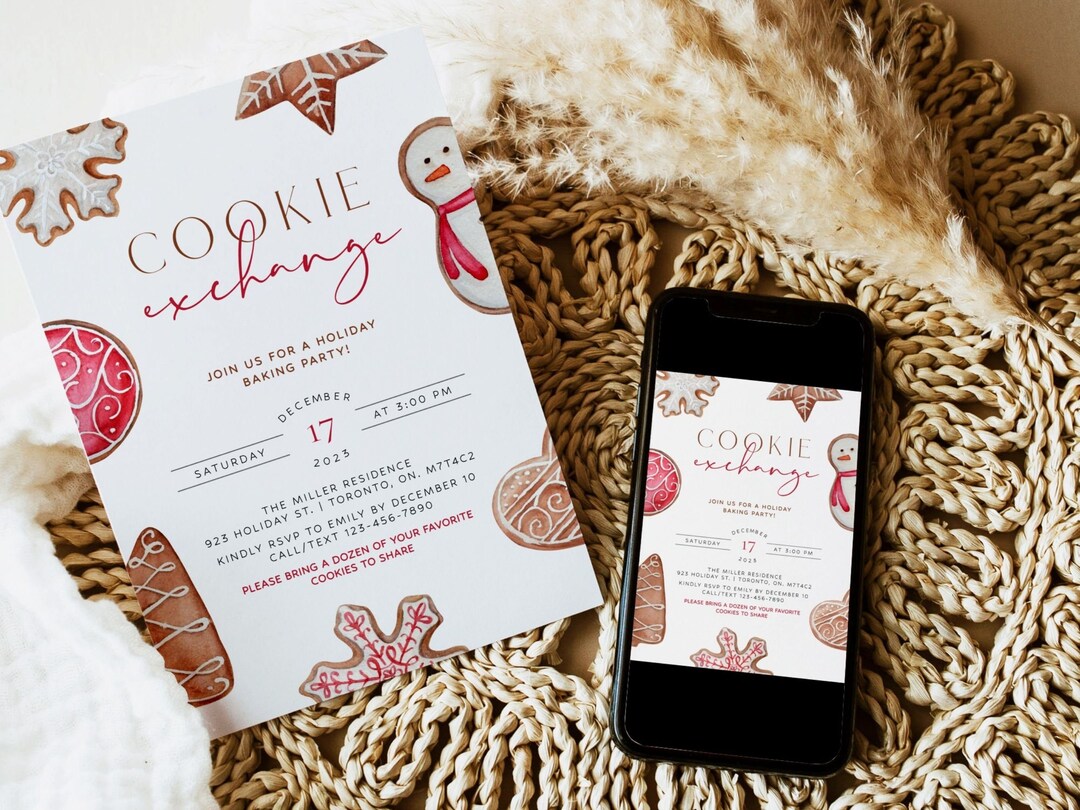 Christmas Cookie Exchange Invitation Template, Printable Christmas ...