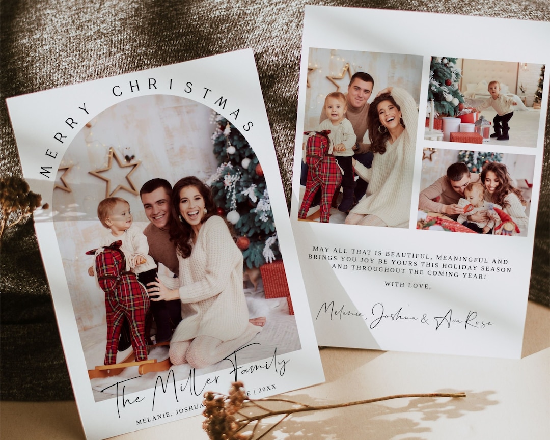 EDITABLE Christmas Card Template, Photo Christmas Card, Double Sided ...
