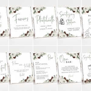 Winter Wedding Signs Bundle, Christmas Wedding Signs Template ...