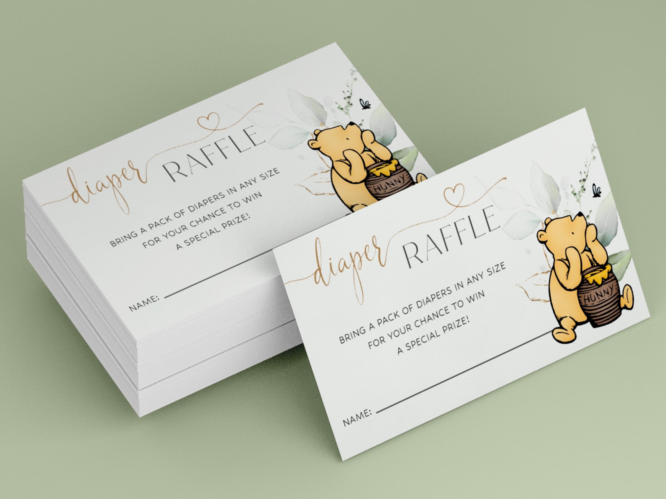 Classic Winnie the Pooh Diaper Raffle Sign, Winnie the Pooh Baby Shower ...