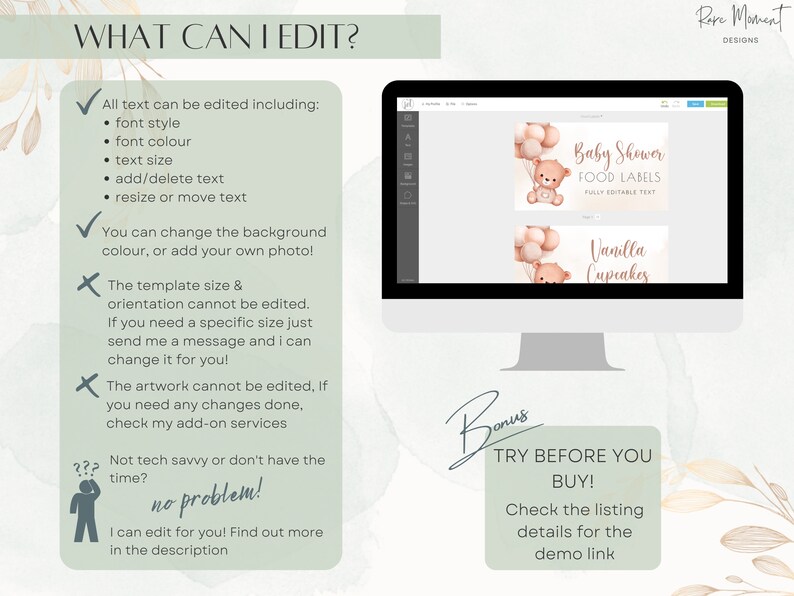 Teddy Bear Baby Shower Food Labels Template Bear Baby Shower - Etsy