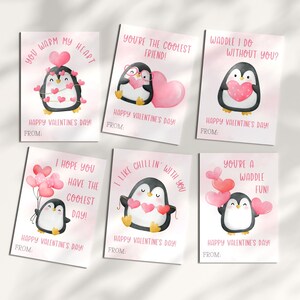 Penguin Valentines Day Cards, Classroom Valentines, Printable School ...
