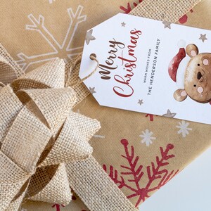 EDITABLE Christmas Gift Tag, Bear Winter Gift Tags, Holiday Kids Gift ...