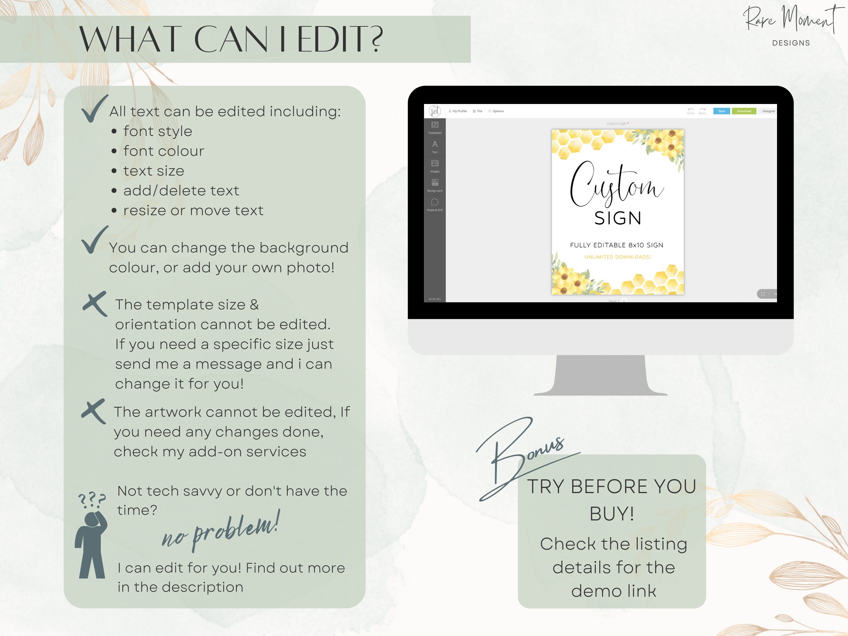 Bee Birthday Custom Sign Template, 1st Bee Day Signage, Custom 8x10 ...