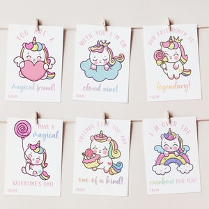 Unicorn Valentines for Kids, Valentine's Day Cards for Kids, Printable ...