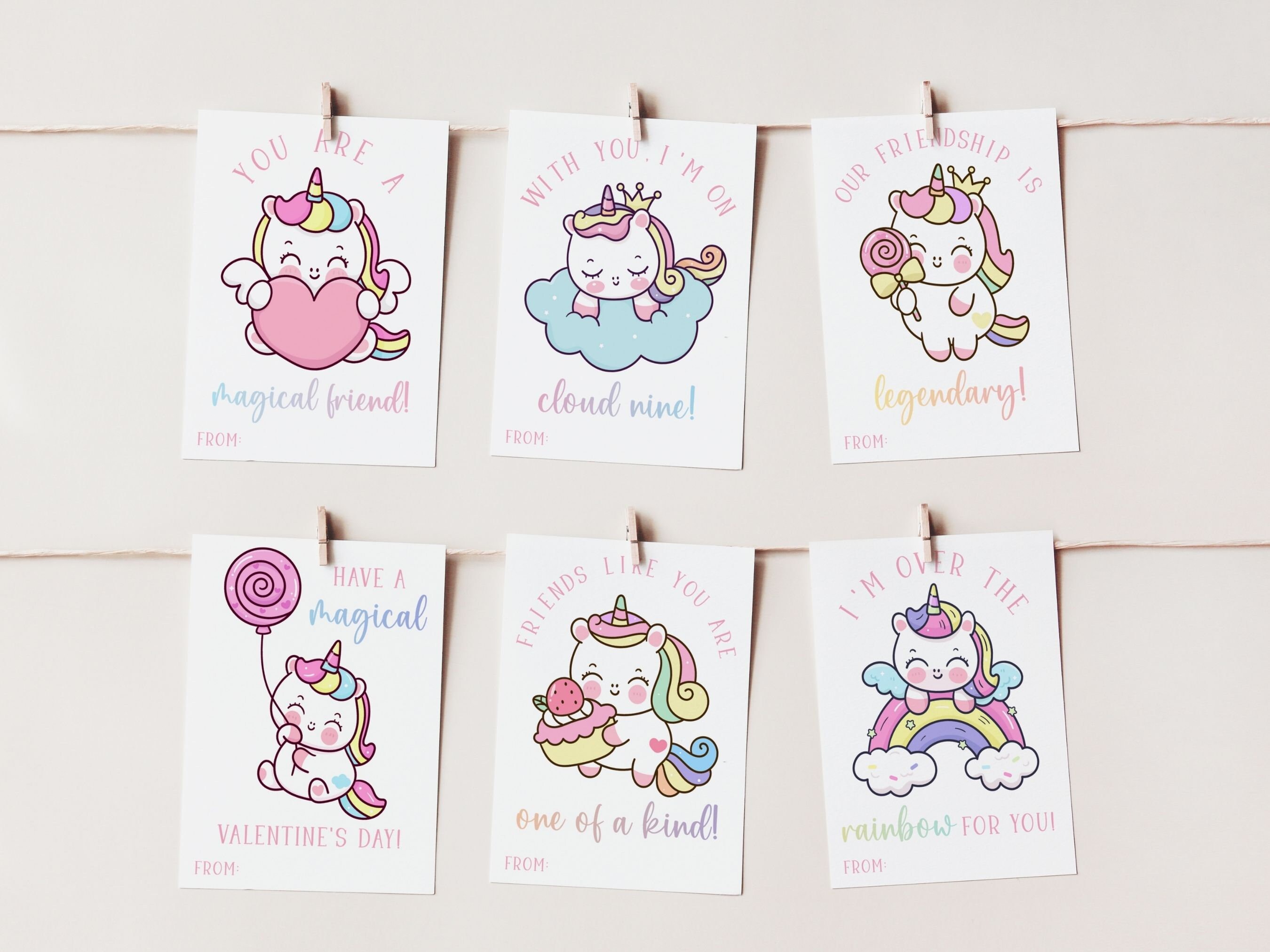 Unicorn Valentines for Kids Valentine's Day Cards for - Etsy