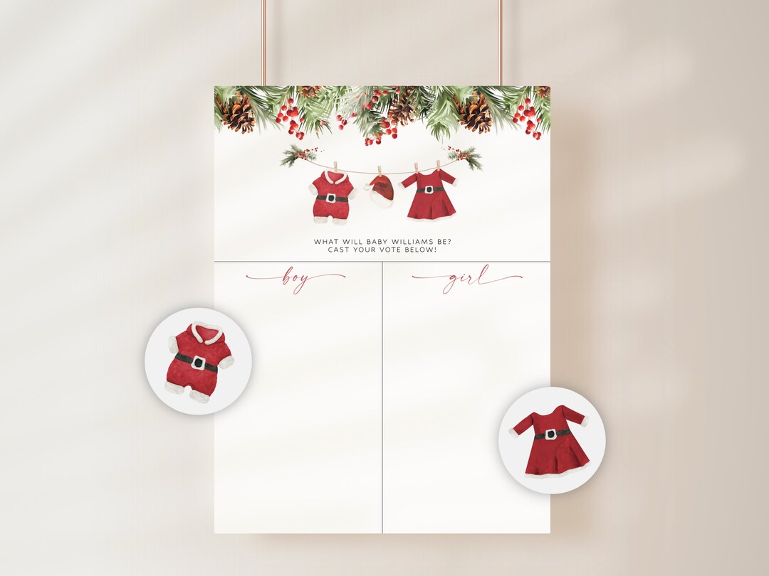 Winter Gender Reveal Voting Board, Christmas Gender Reveal Sign, Gender ...