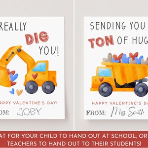 Construction Valentine's Day Cards, Kids Classroom Valentines ...