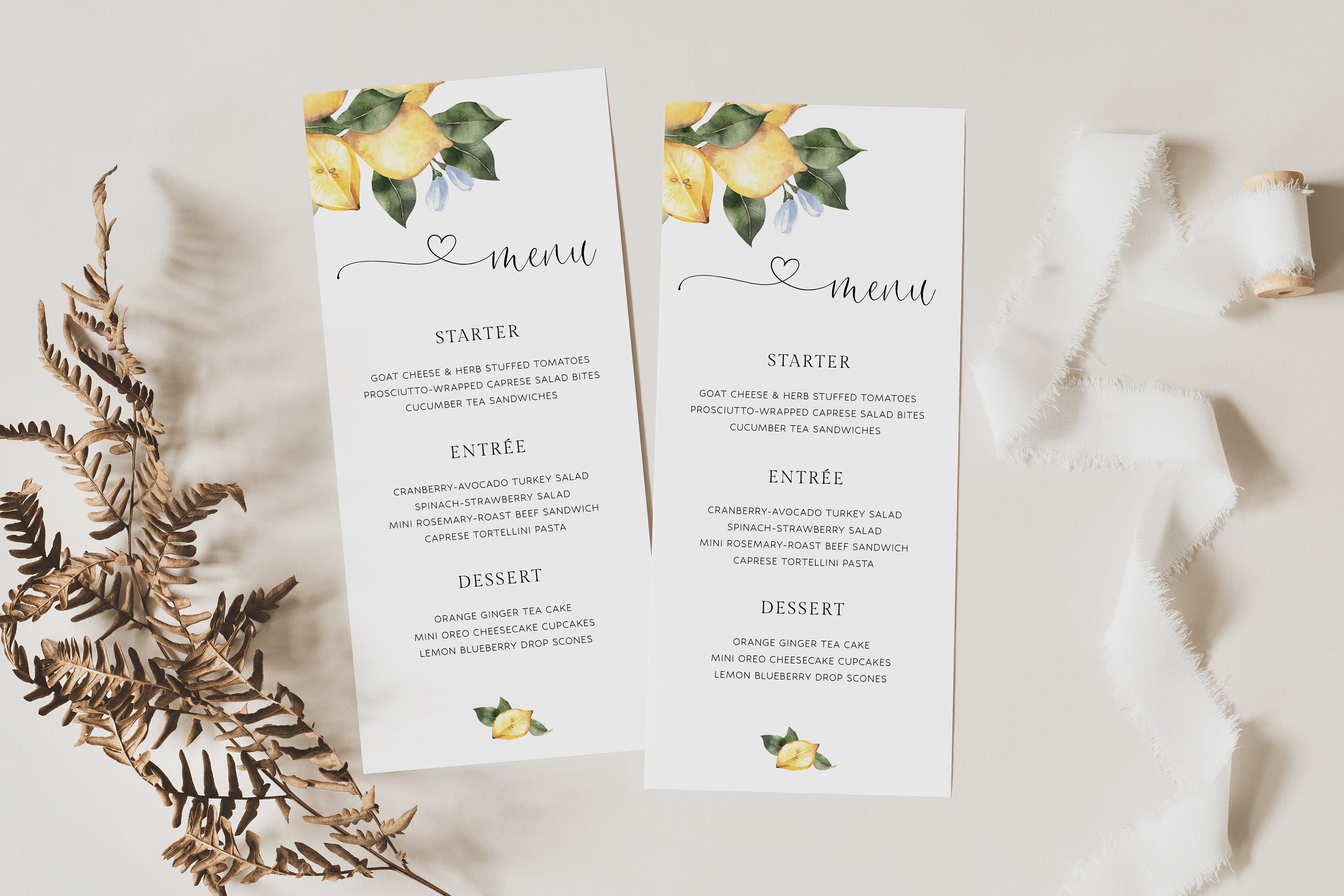 Lemon Bridal Shower Menu Template Editable Citrus Bridal - Etsy