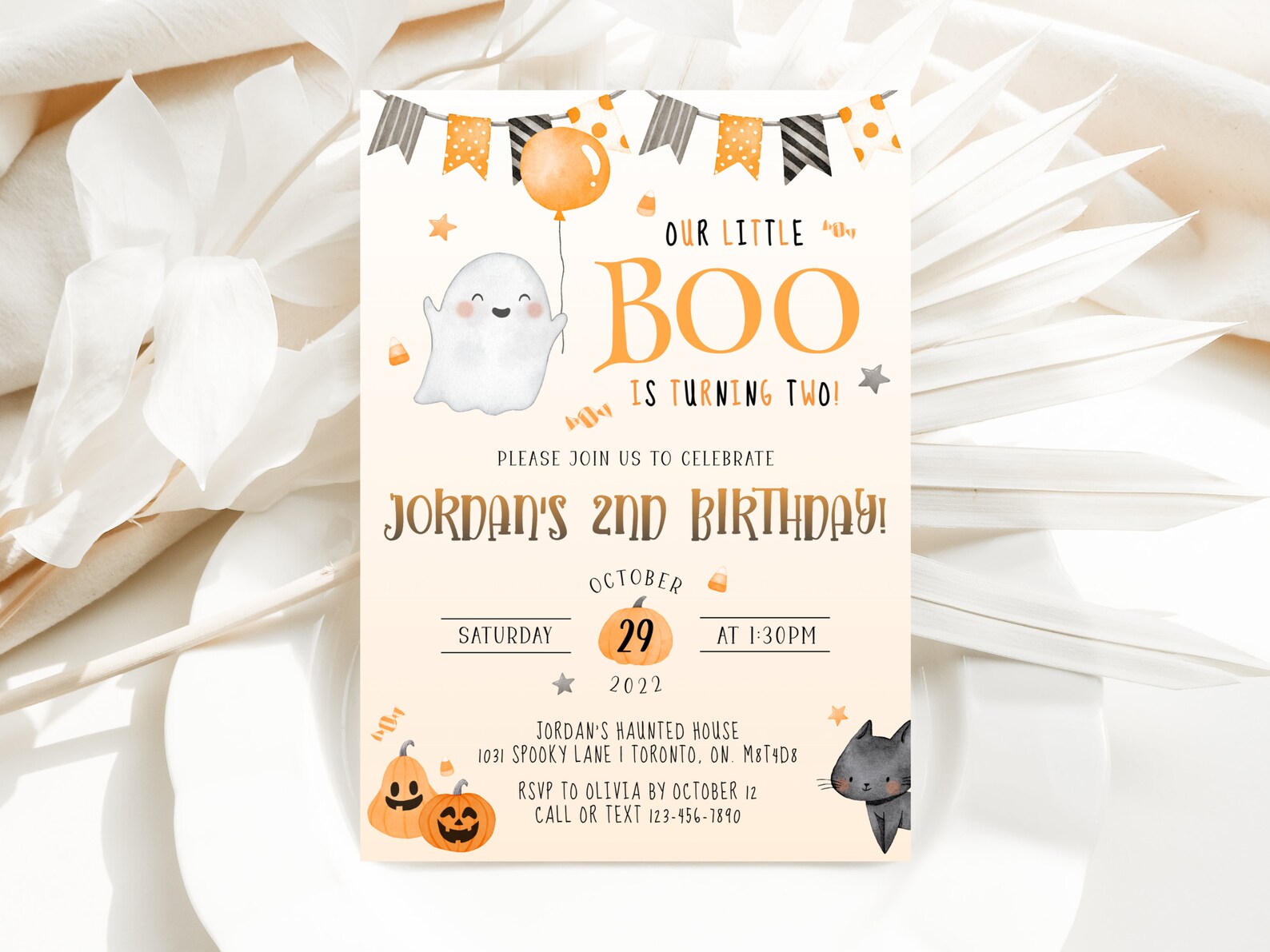 Our Little Boo is Turning Two Invitation Template, Halloween 2nd ...