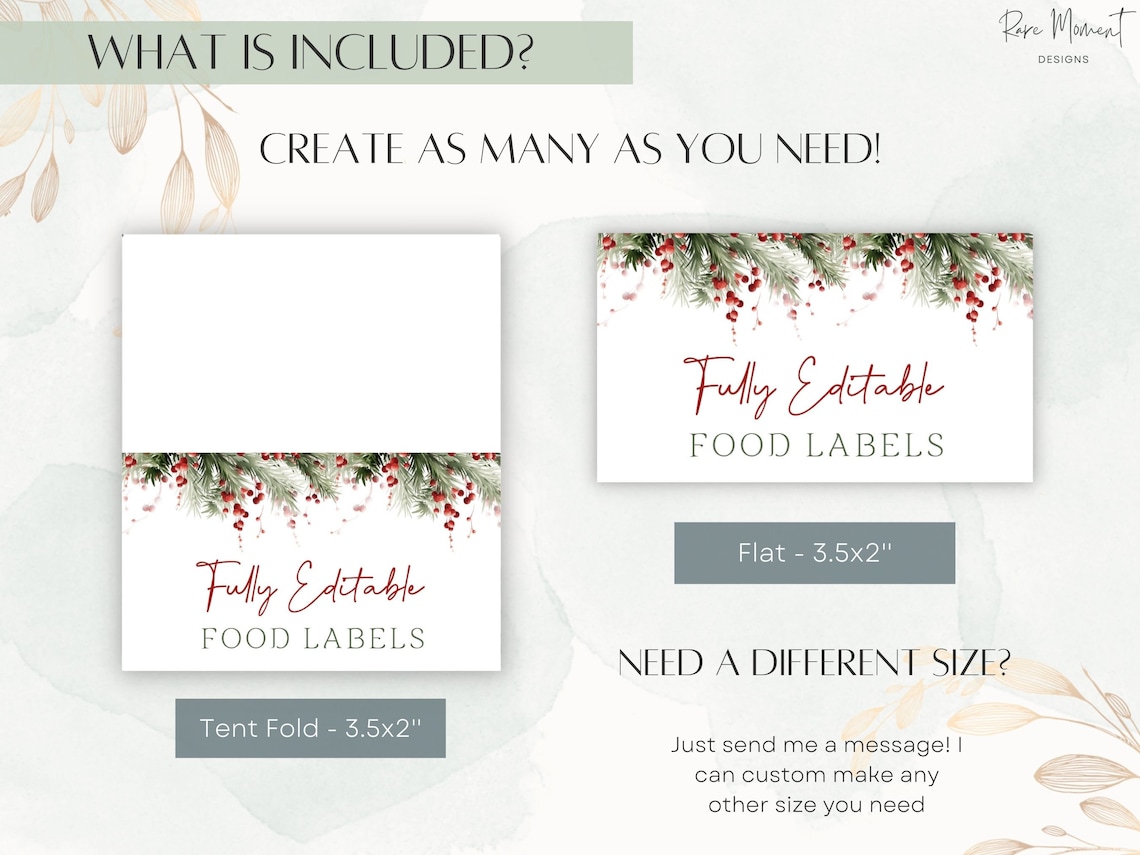 Christmas Food Label Template, Editable Christmas Food Tent Cards ...