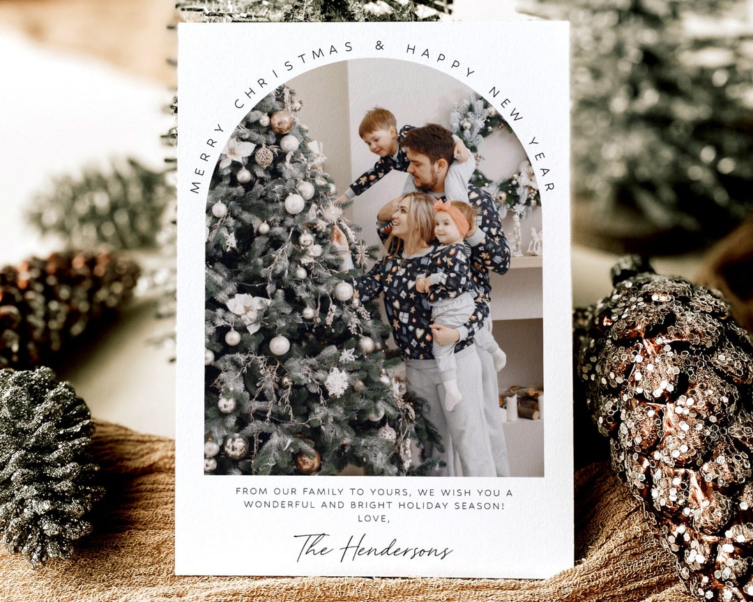 Christmas Card Template, Christmas Card With Photo, Printable Boho ...