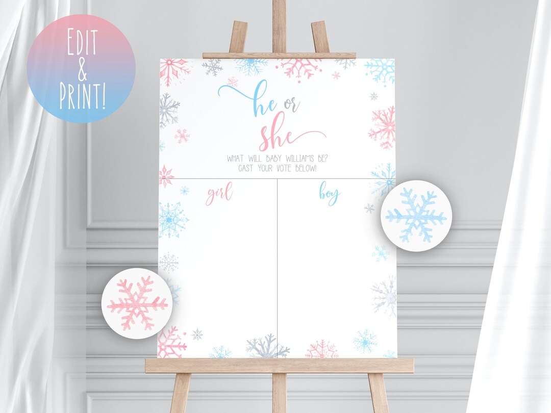 Winter Gender Reveal Voting Board, Gender Reveal Vote Sign, Gender ...