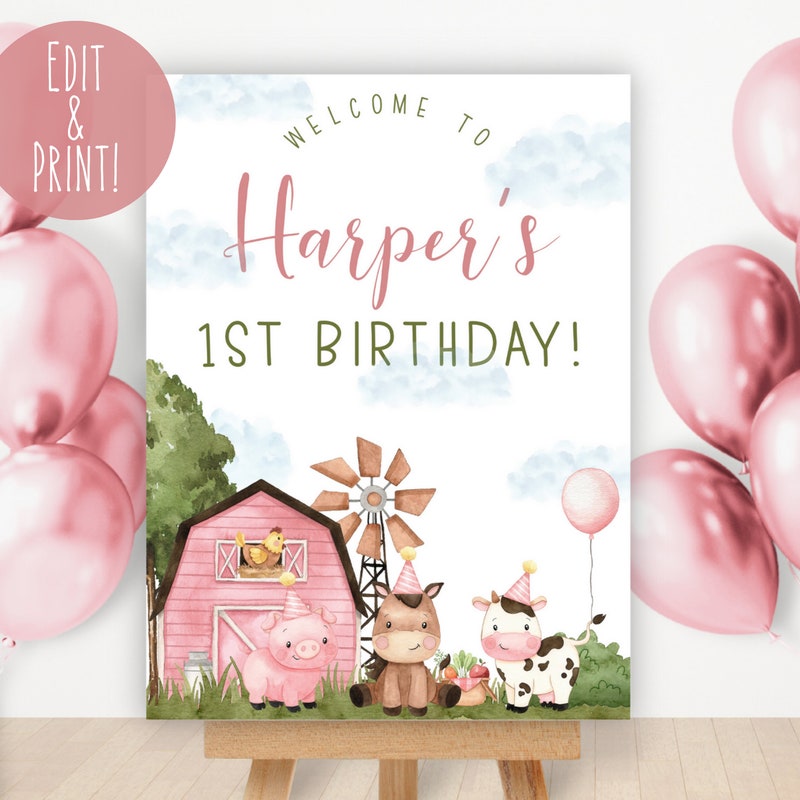 Pink Farm Birthday - Etsy
