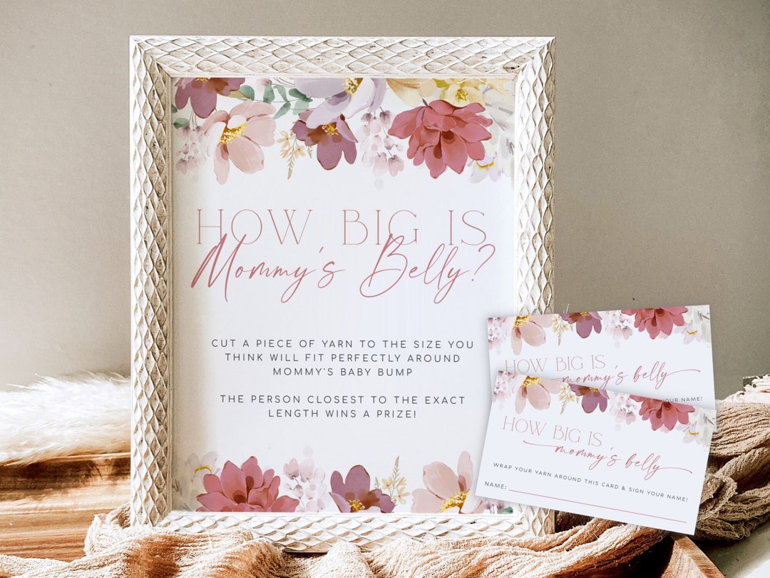 Baby in Bloom How Big is Mommy's Belly, Spring Baby Shower Game Sign ...