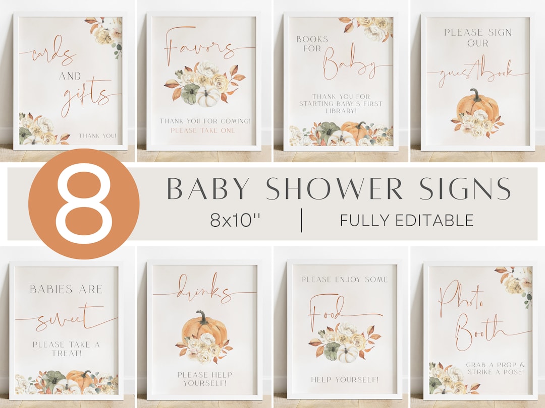 Pumpkin Baby Shower Signs Fall Baby Shower Printable Sign - Etsy Canada