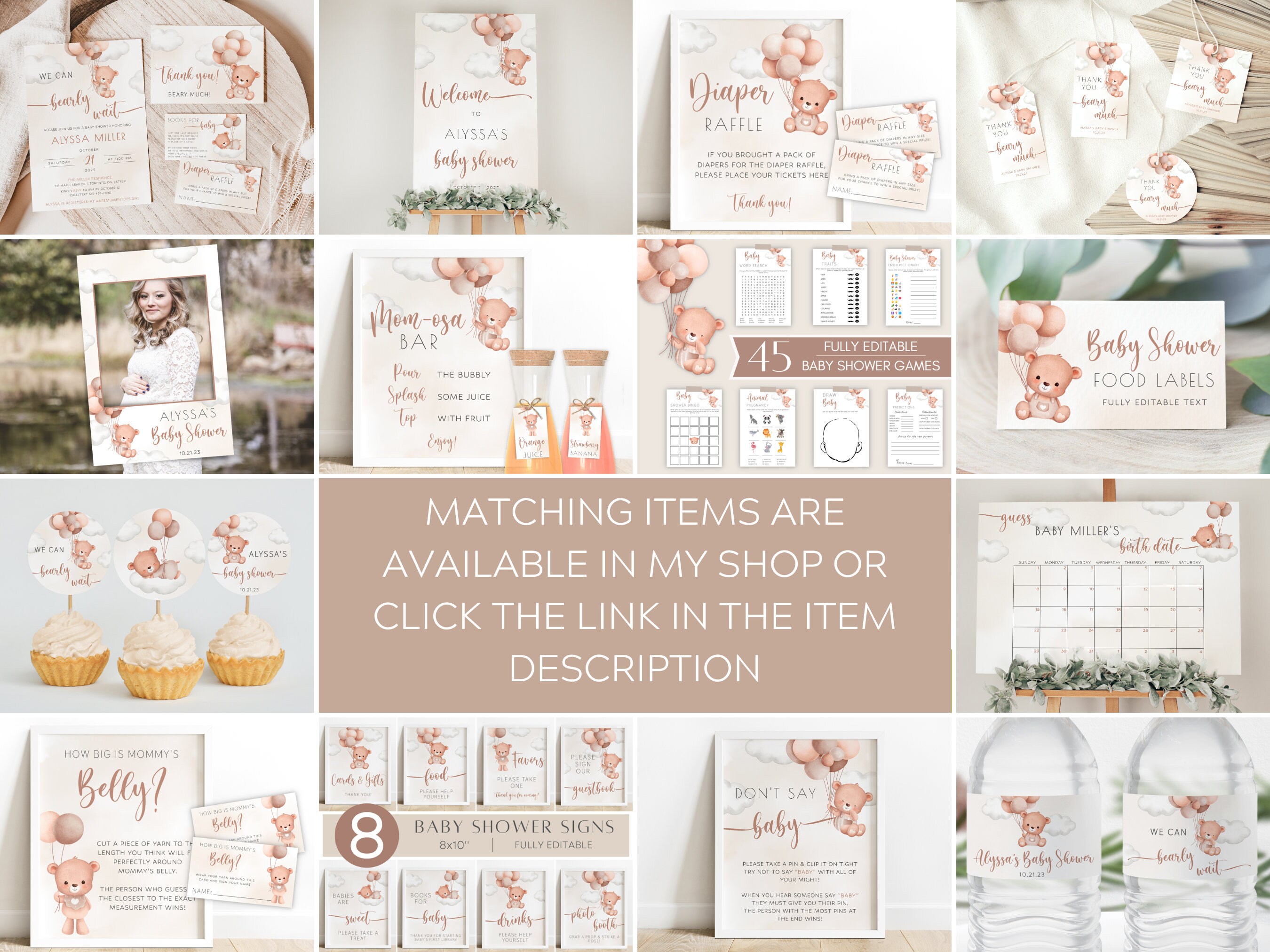 Teddy Bear Baby Shower Signs Bundle Printable Bear Baby - Etsy