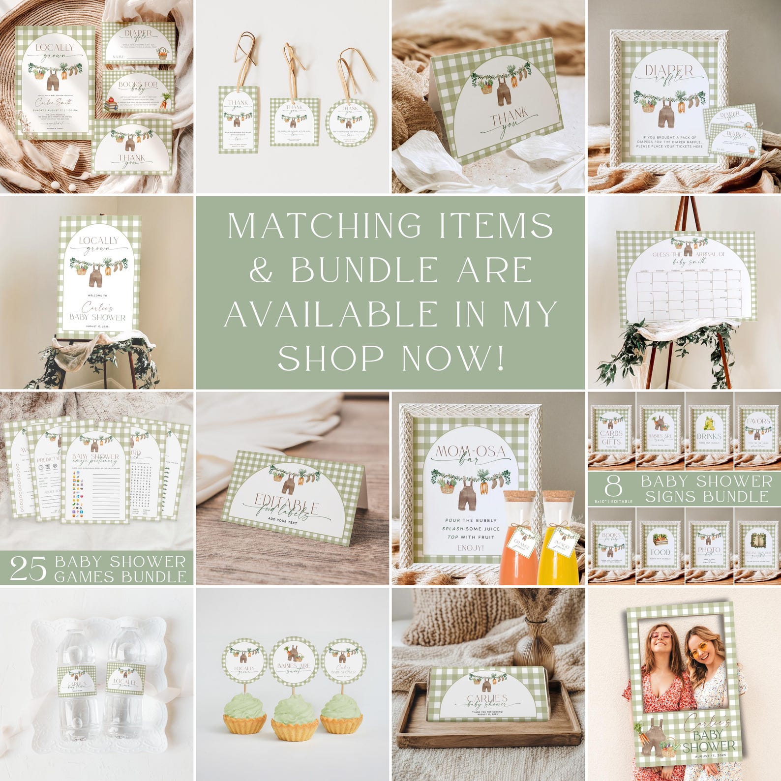 Locally Grown Baby Shower Food Labels, Farmers Market Baby Shower ...