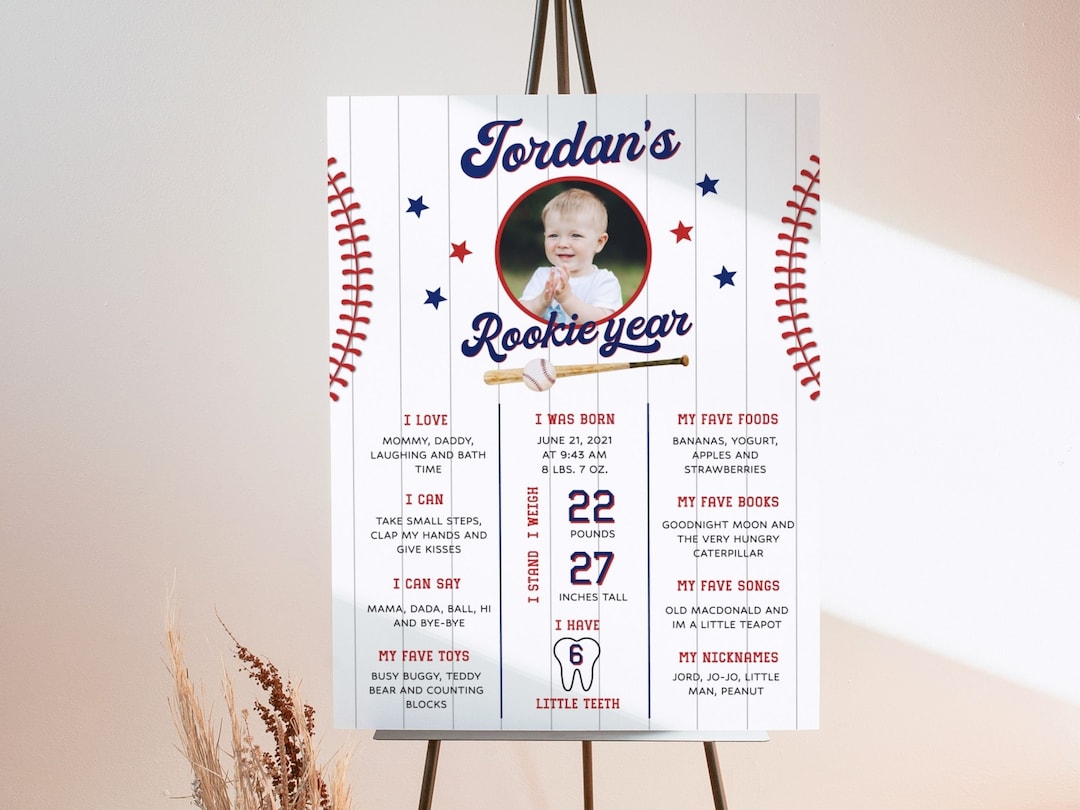Rookie of the Year First Birthday Milestones, Printable 1st Birthday ...