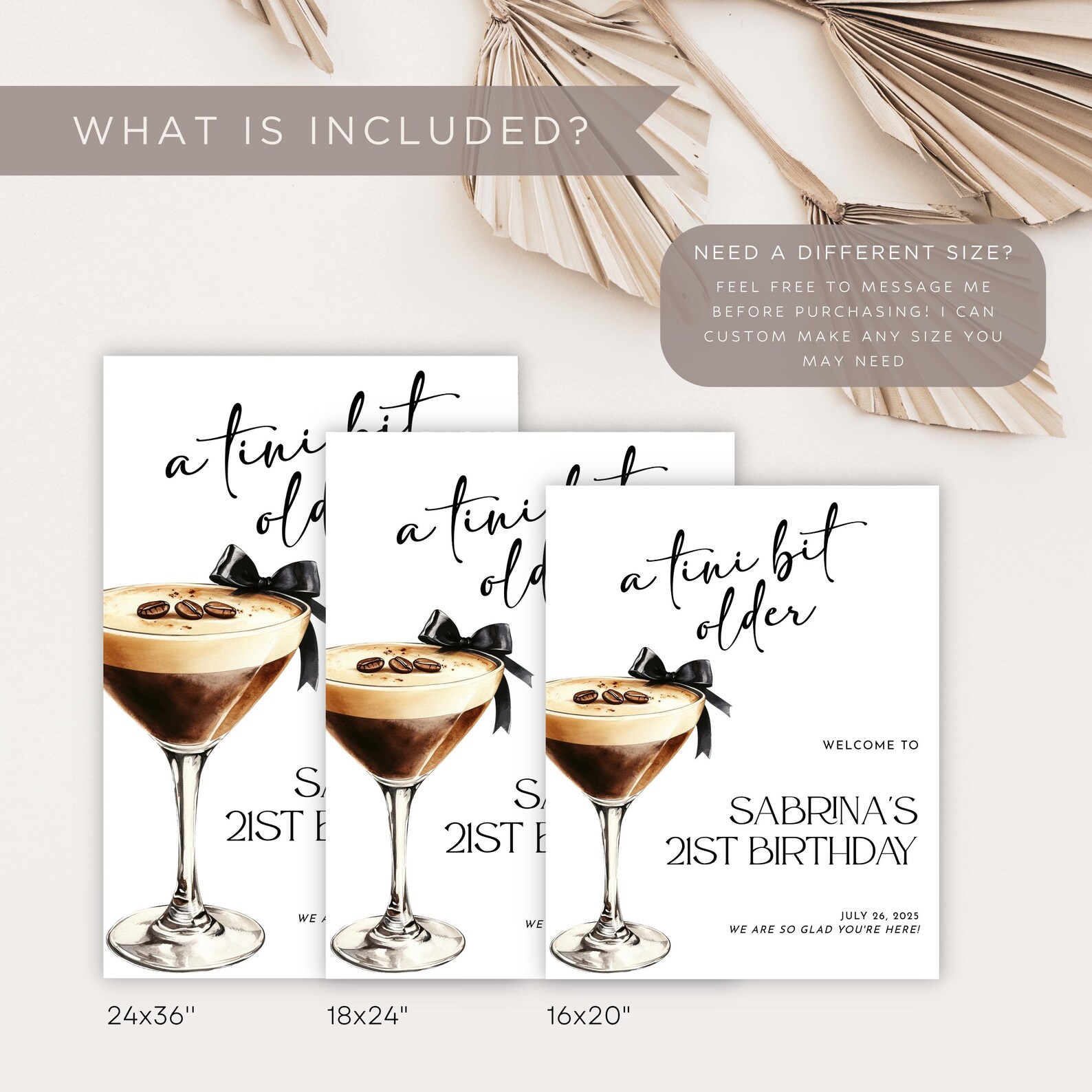 A Tini Bit Older Birthday Welcome Sign, Espresso Martini Birthday ...