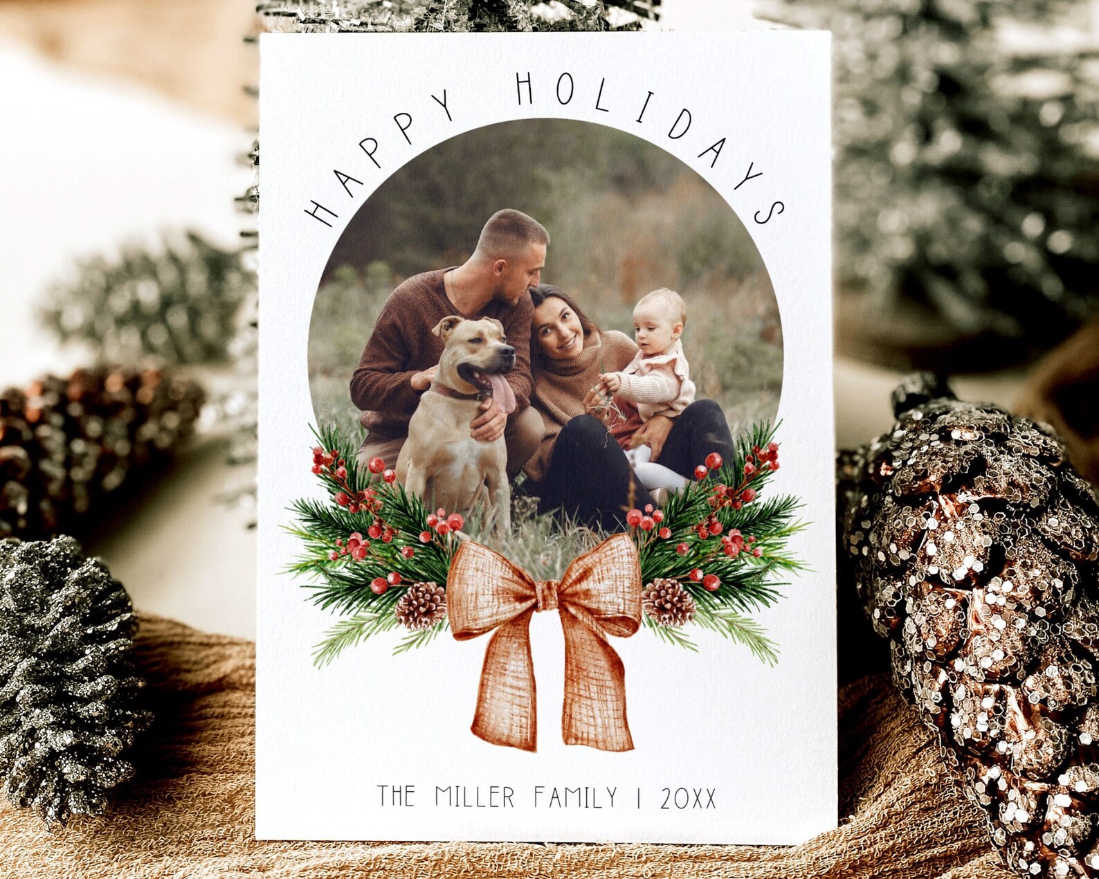 EDITABLE Christmas Card Template, Photo Christmas Card, Rustic Holiday ...