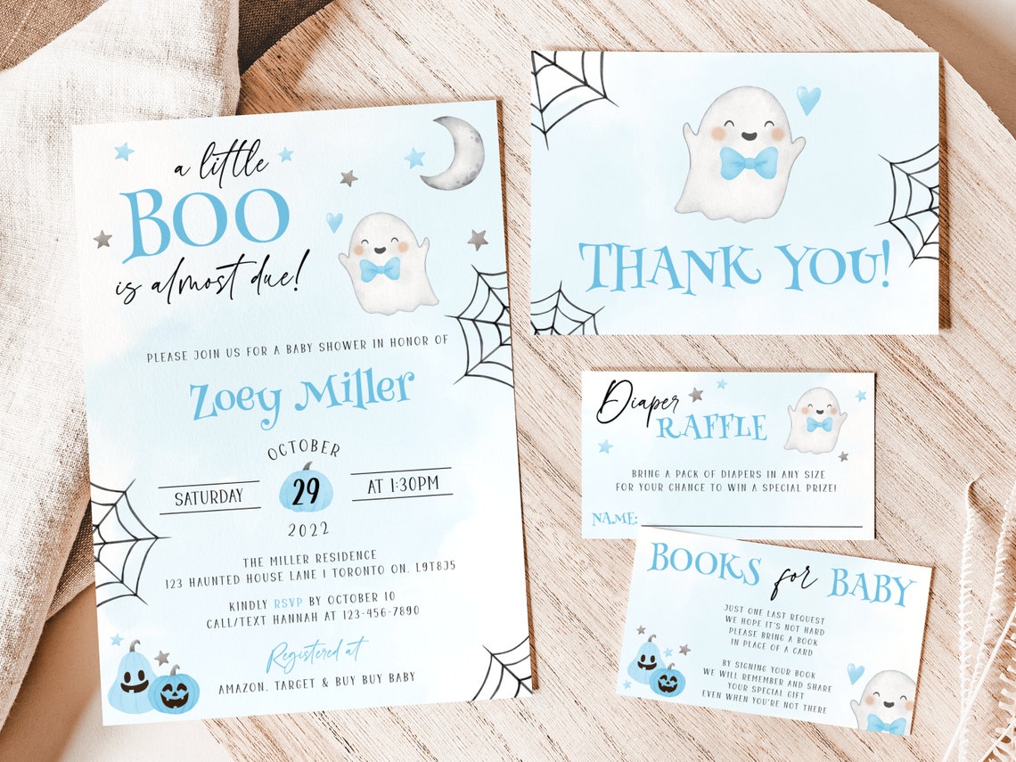 A Little Boo is Almost Due Baby Shower Invitation, Halloween Baby ...