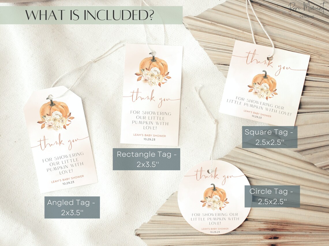 Pumpkin Baby Shower Favor Tags Template Fall Baby Shower Gift - Etsy Canada