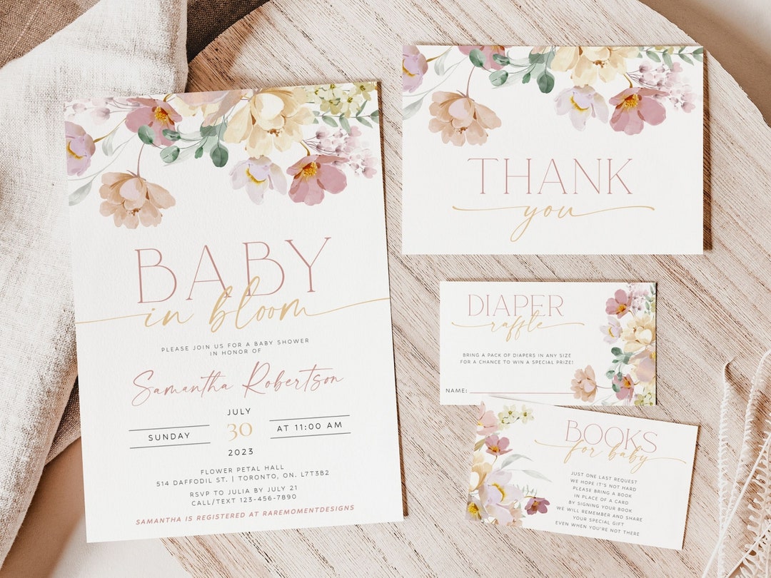 Baby in Bloom Baby Shower Invitation, Baby in Bloom Invite Set ...