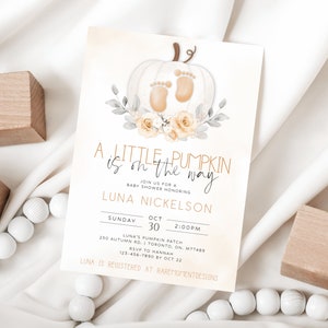 A Little Pumpkin is on the Way Invitation, Pumpkin Baby Shower ...